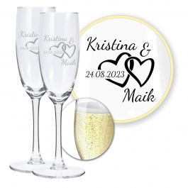 Hochzeitsgeschenk: Sektgläser Set mit Gravur, Personalisierte | LALALO